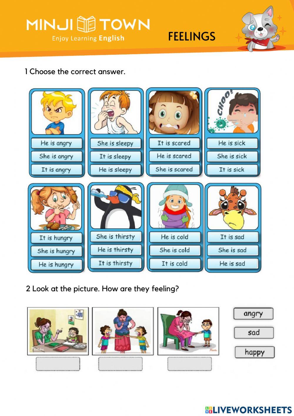 Feelings online exercise for JUNIORS | Live Worksheets