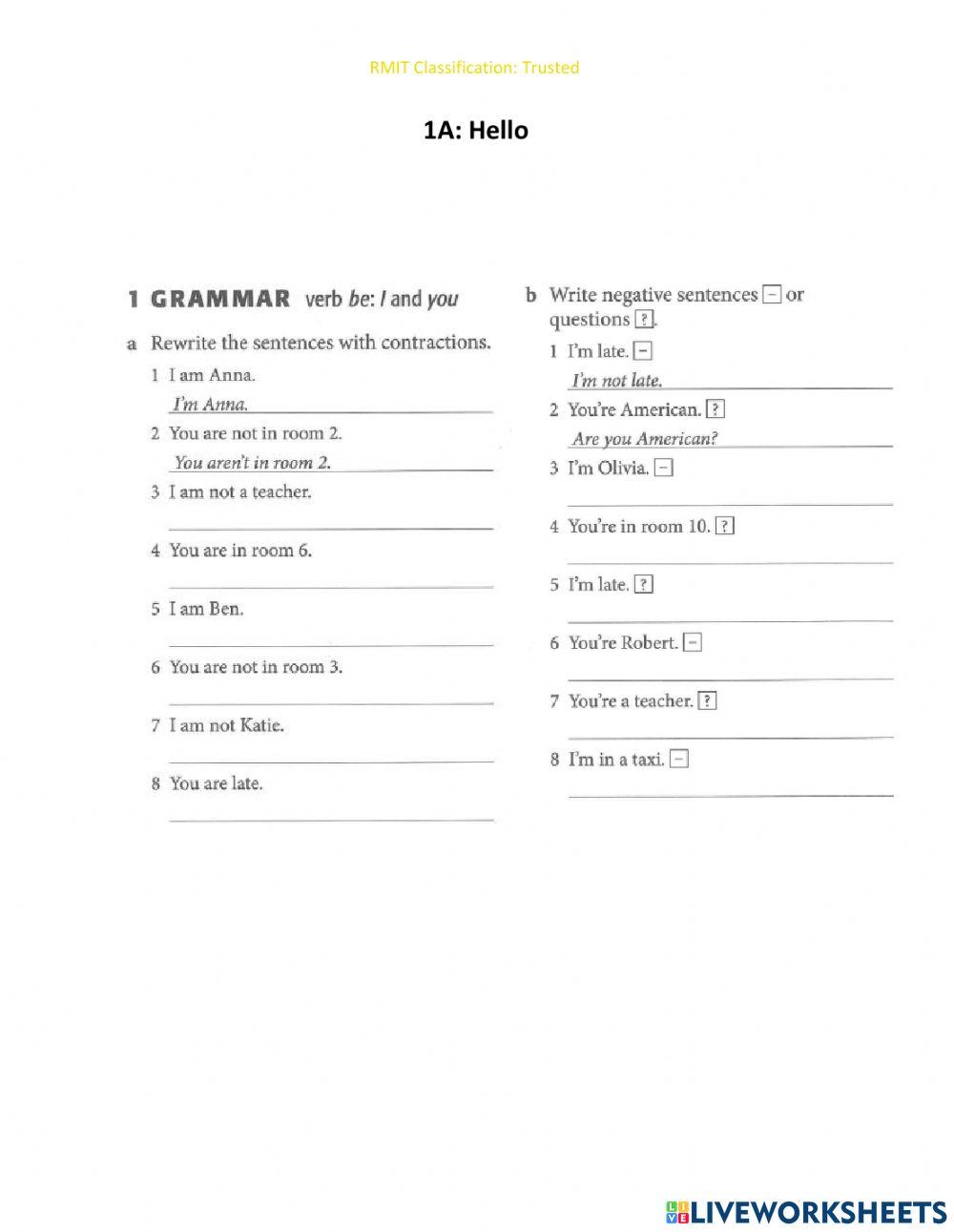 1A Beginner worksheet | Live Worksheets