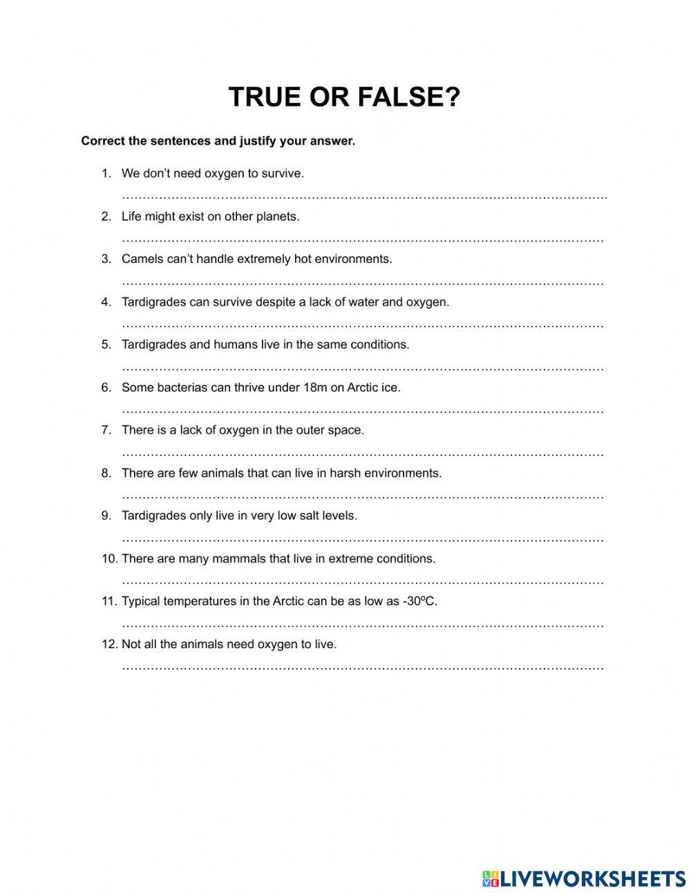 True or false | lauraballus | Live Worksheets