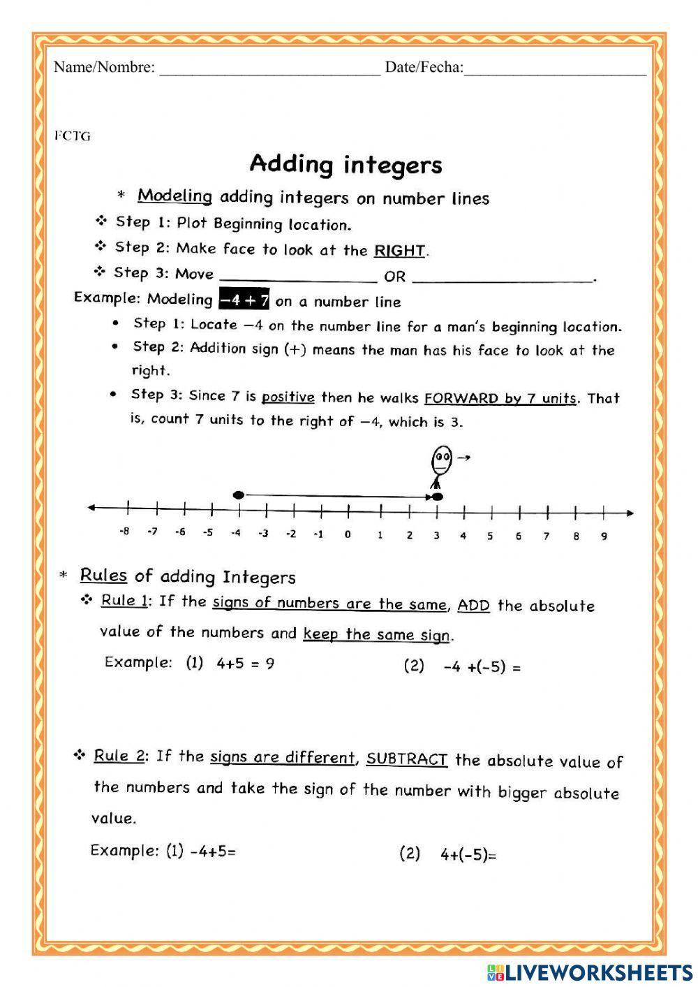 WCMFR Adding Integers worksheet | Live Worksheets
