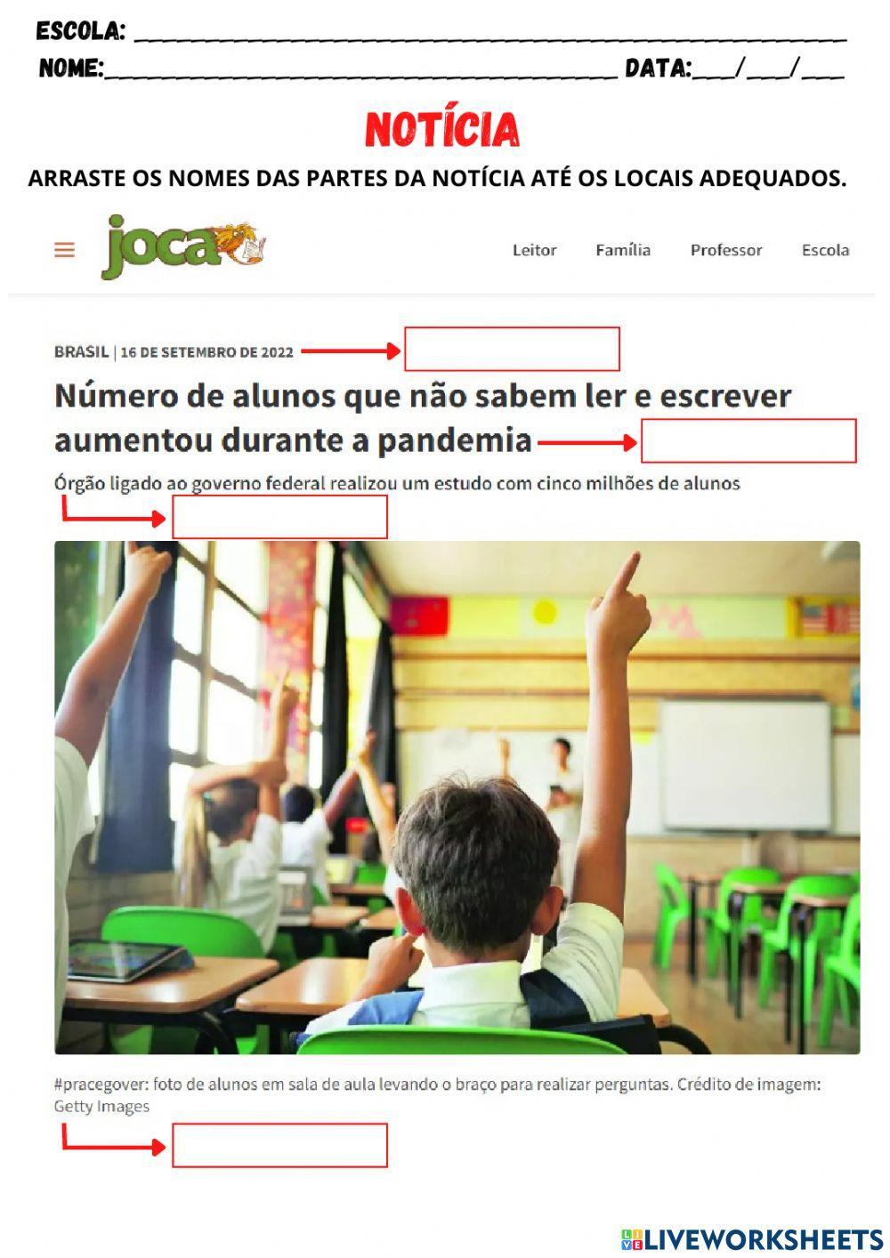 Notícia | Free Interactive Worksheets | 2152455