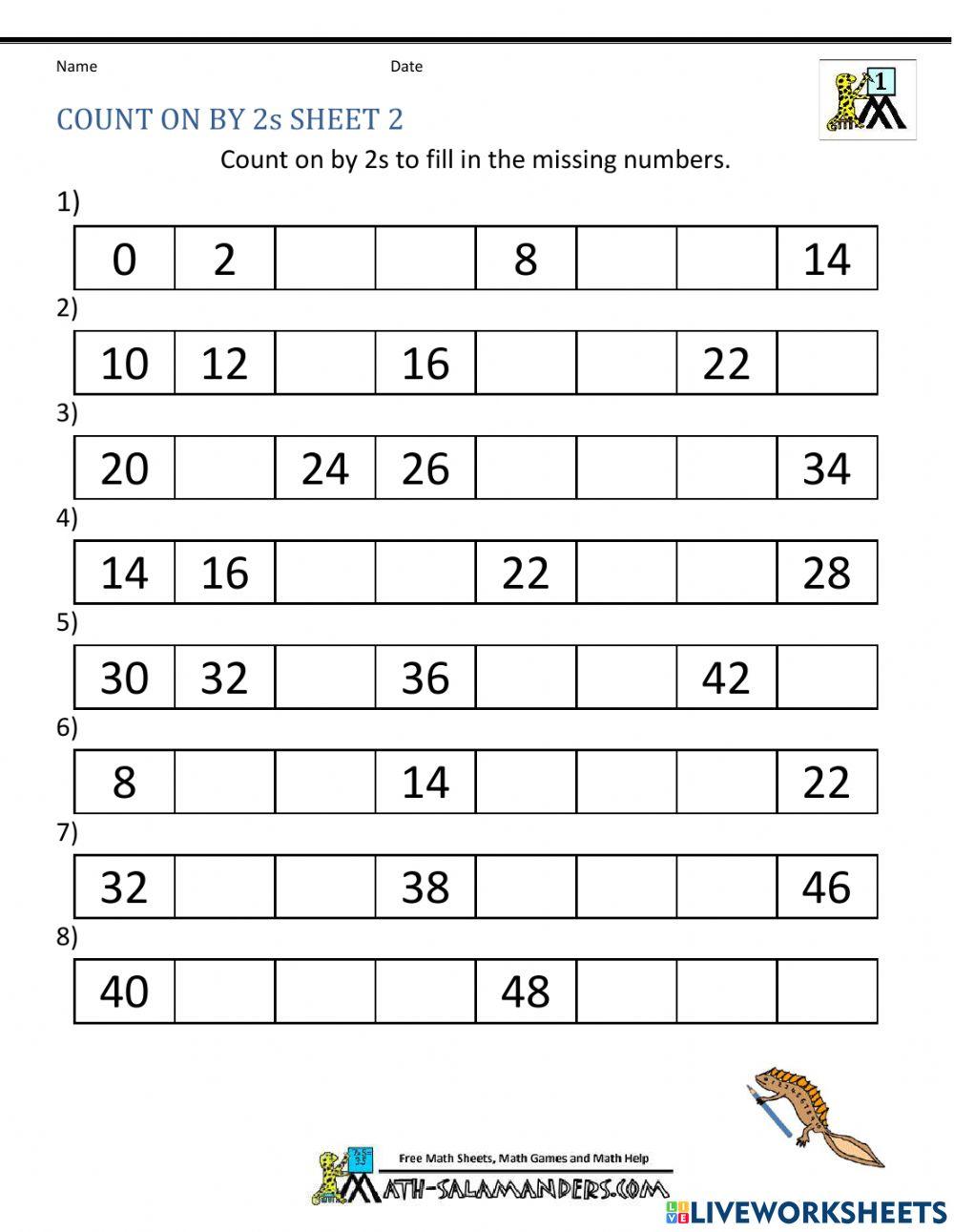 Counting by 2s online exercise for | Live Worksheets