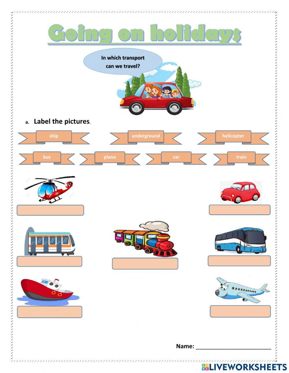 Going on holidays exercise | Live Worksheets