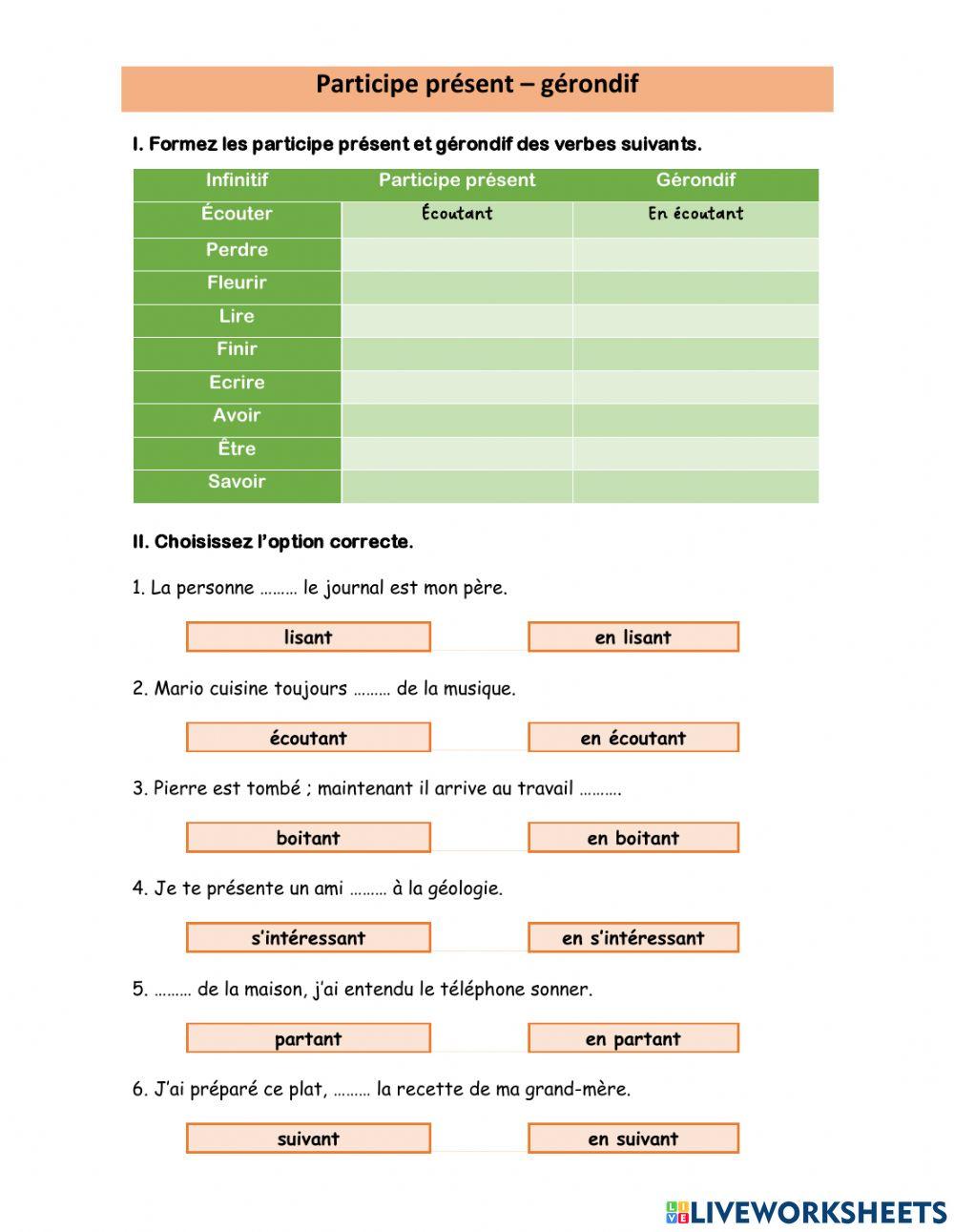 what is participe present