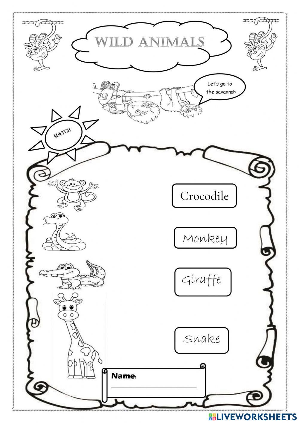 Wild Animals online exercise for kids | Live Worksheets