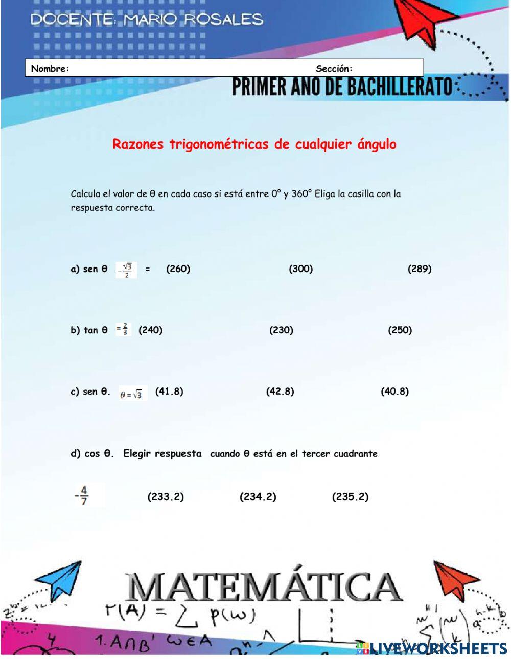 1°Bach.M4.L-3 | Free Interactive Worksheets | 2152792