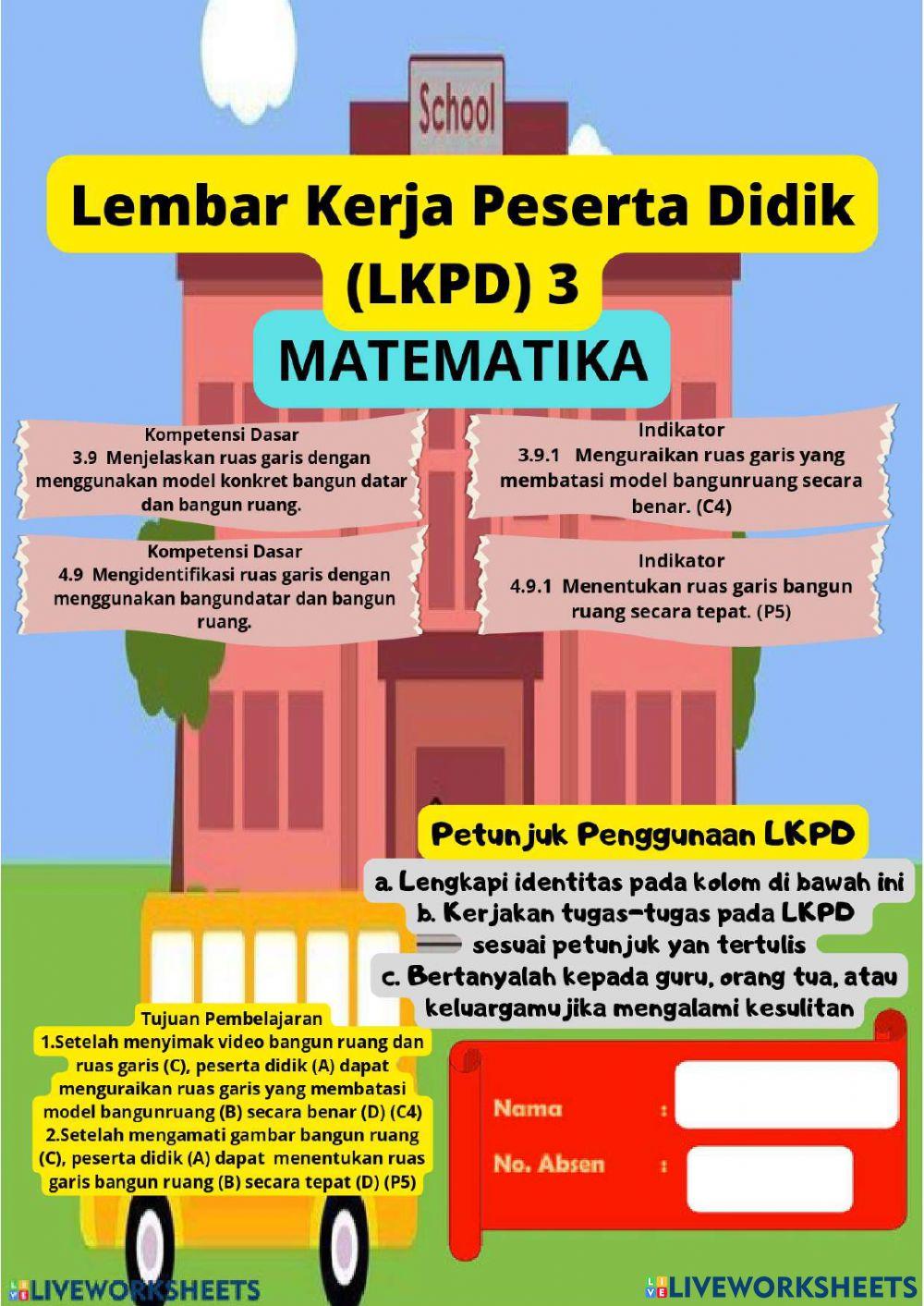 Lkpd 3 kls 2 tema 4 subtema 3 pembelajaran 1 worksheet | Live Worksheets