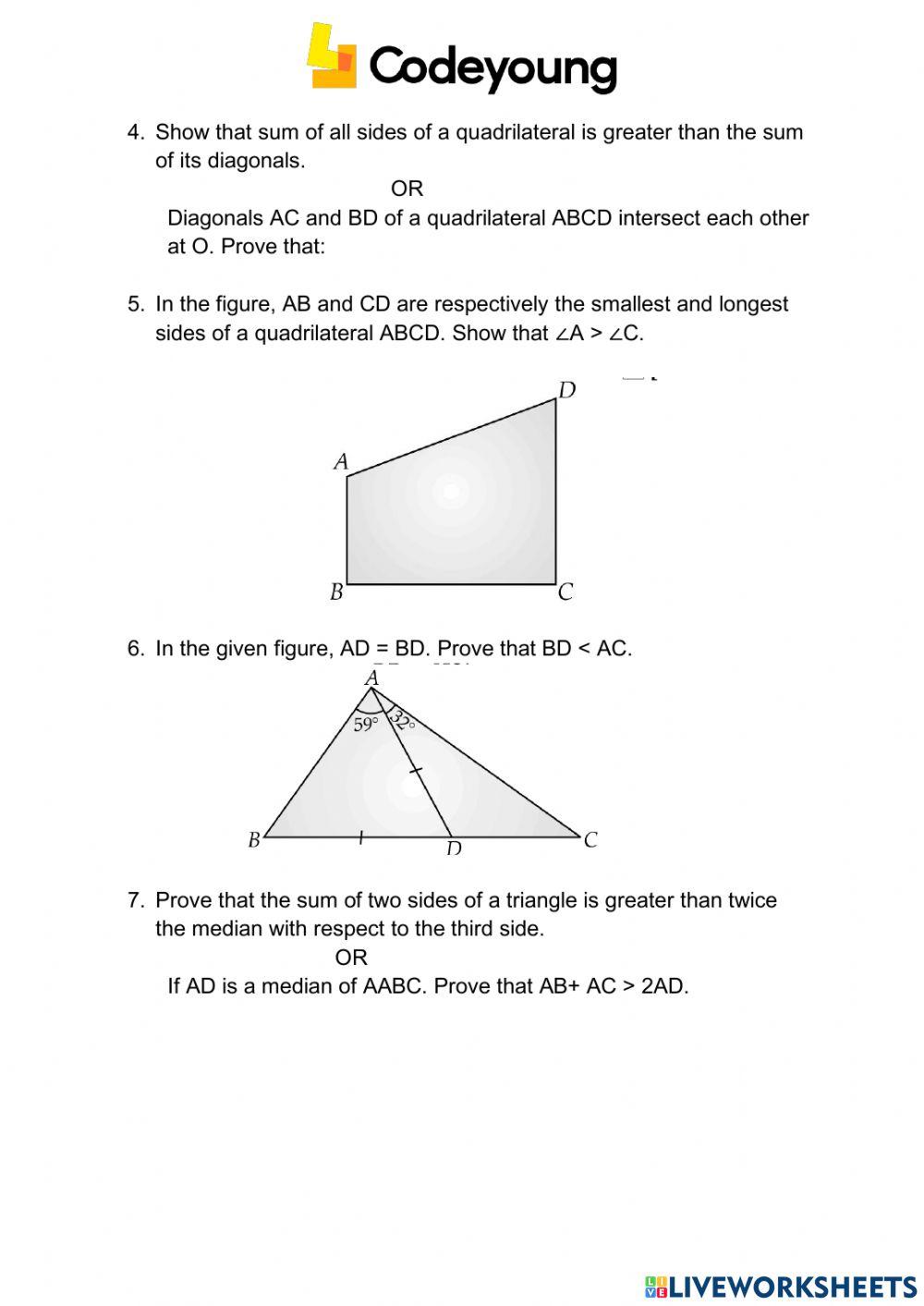 Triangles online worksheet for 9 | Live Worksheets