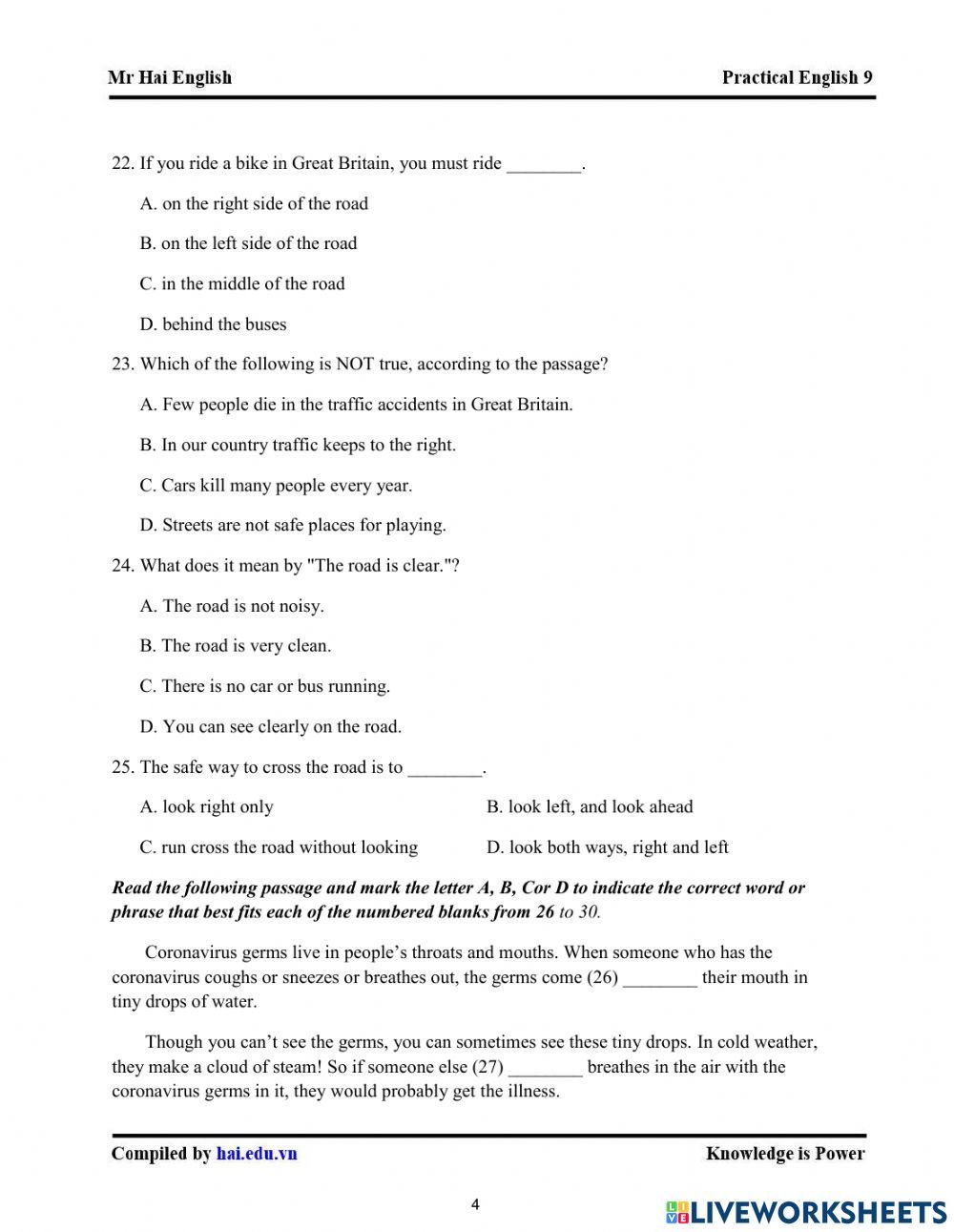 English 9 activity for Grade 9 | Live Worksheets