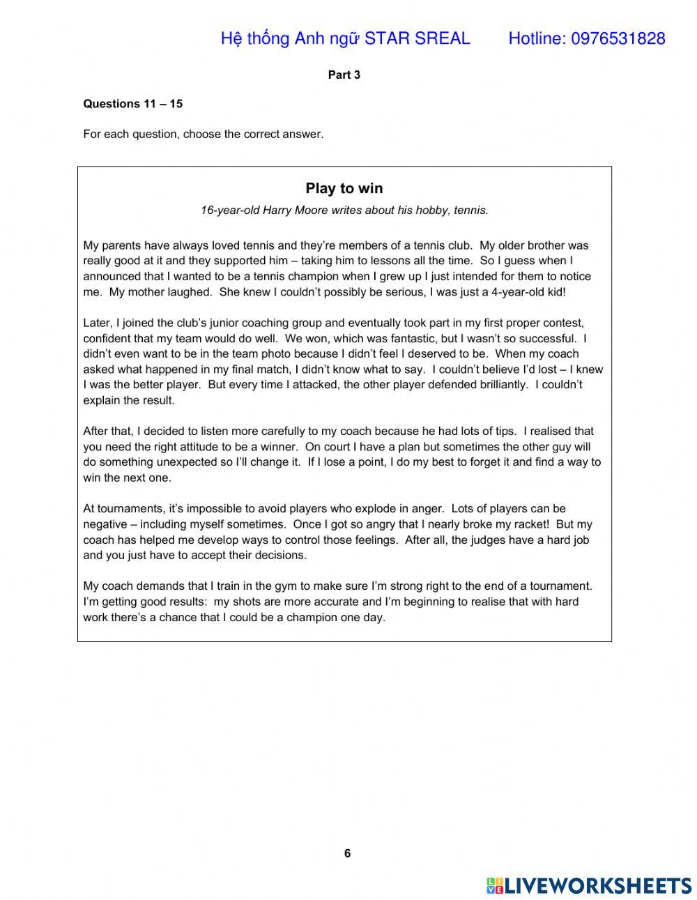 B1.reading.p3-4 worksheet | Live Worksheets