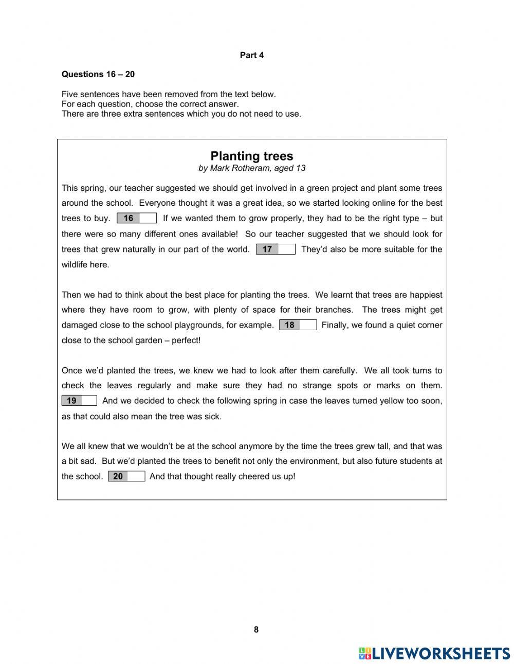 B1.reading.p3-4 worksheet | Live Worksheets
