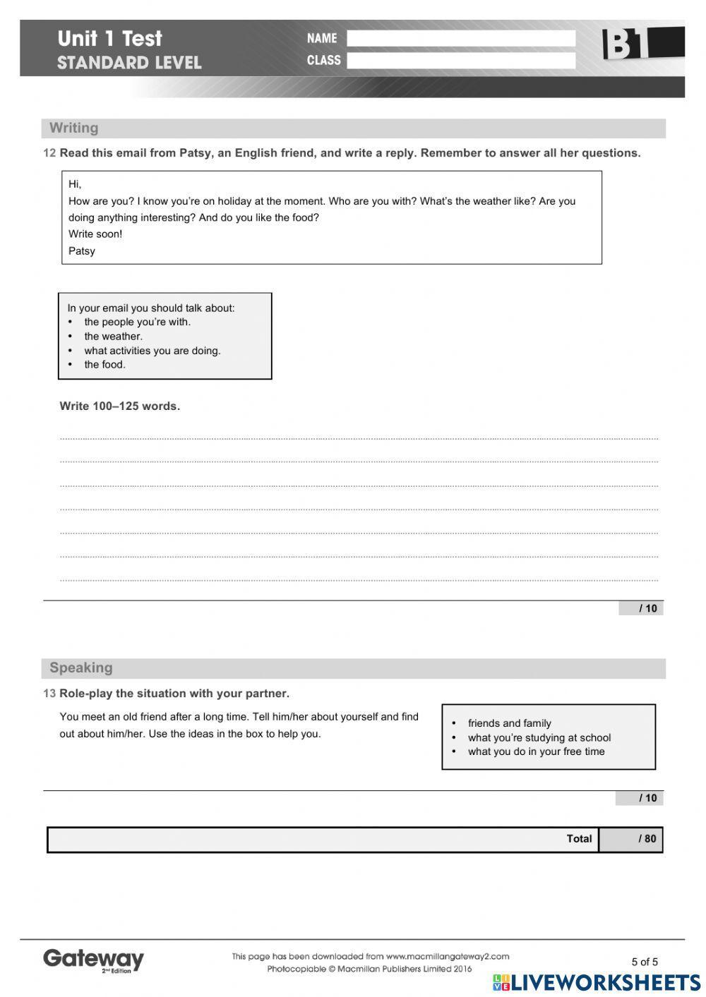 Gateway B1 Test… | Free Interactive Worksheets | 2440115