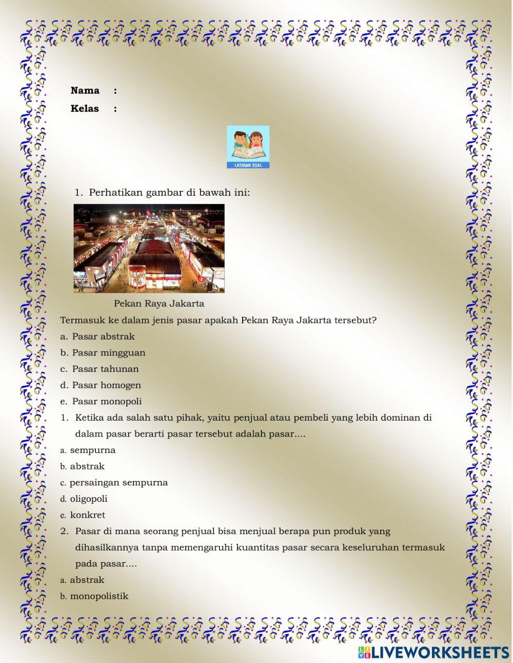 Struktur Pasar worksheet | Live Worksheets