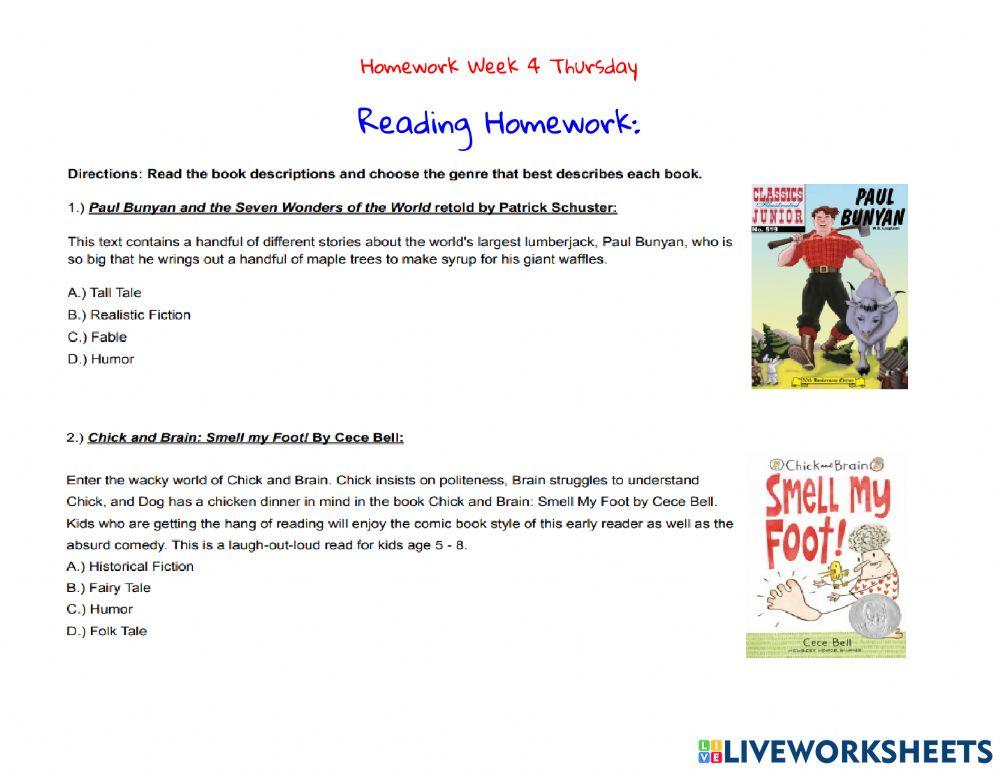 Homework Week 4 Thursday worksheet | Live Worksheets