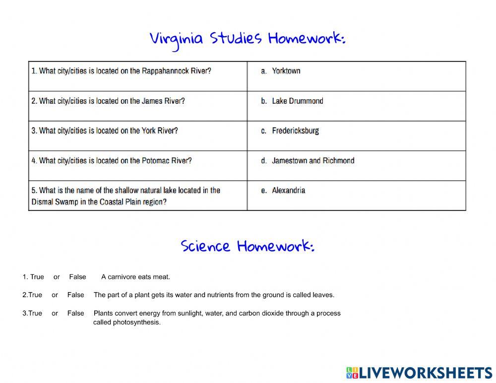Homework Week 4 Thursday worksheet | Live Worksheets
