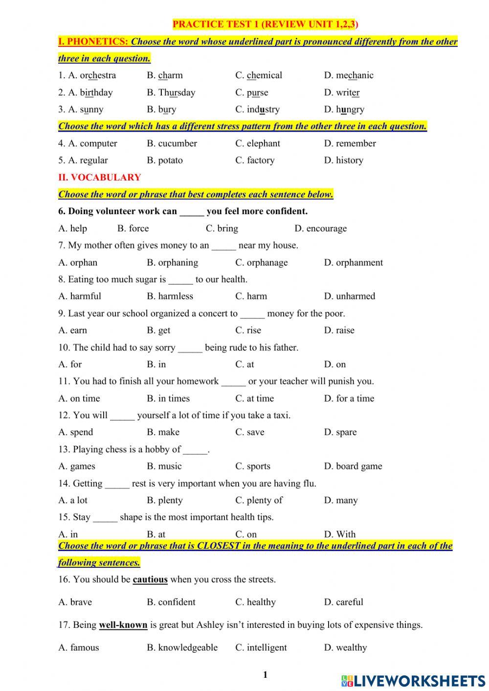 G7-review u123 tn50c worksheet | Live Worksheets