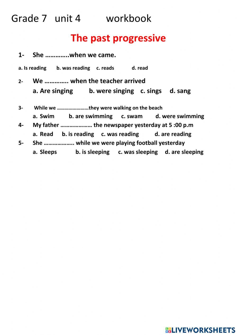 Unit 4 workbook worksheet | Live Worksheets