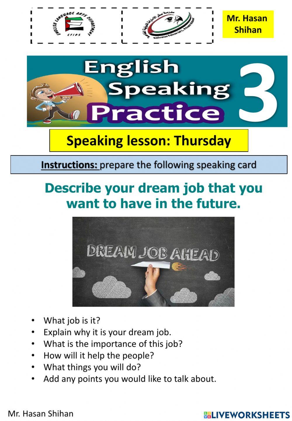 Speaking PRACTICE 3 exercise | Live Worksheets