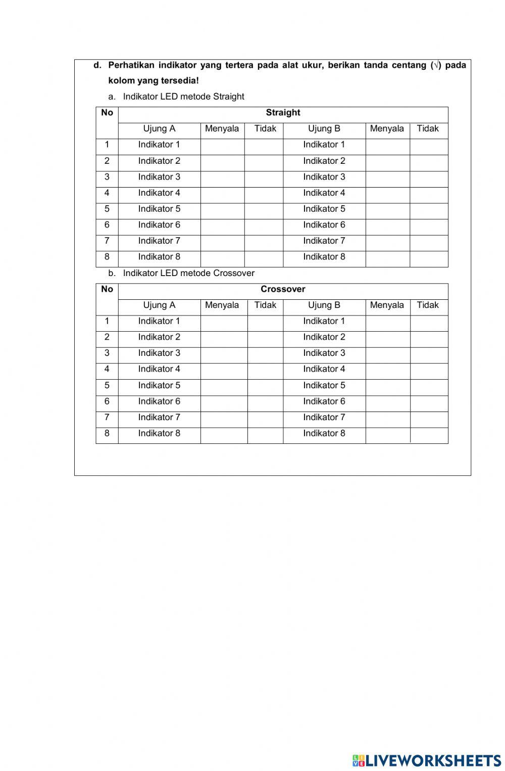 Worksheet Pembuatan Kabel LAN worksheet | Live Worksheets