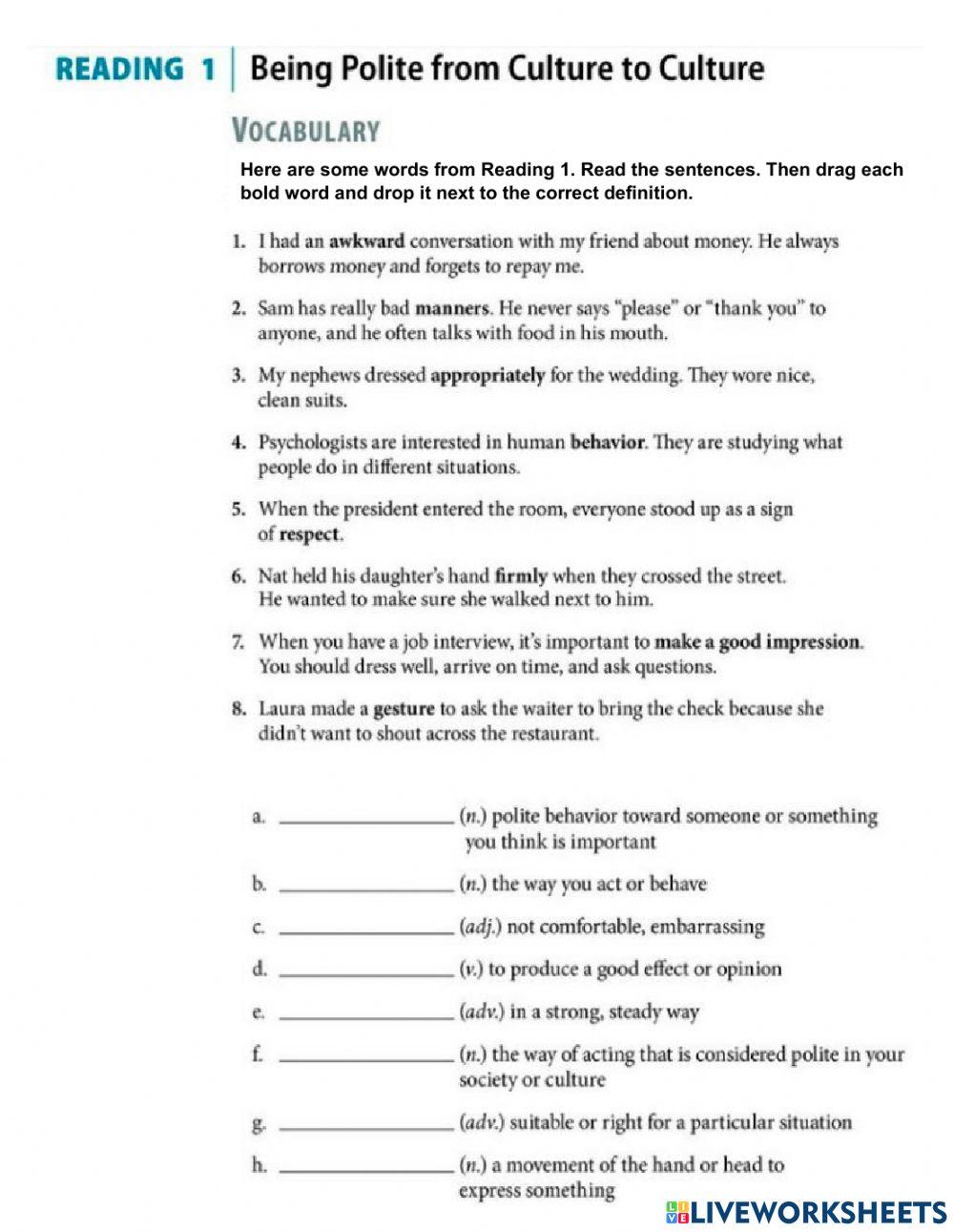 Being Polite fr… | Free Interactive Worksheets | 6902760