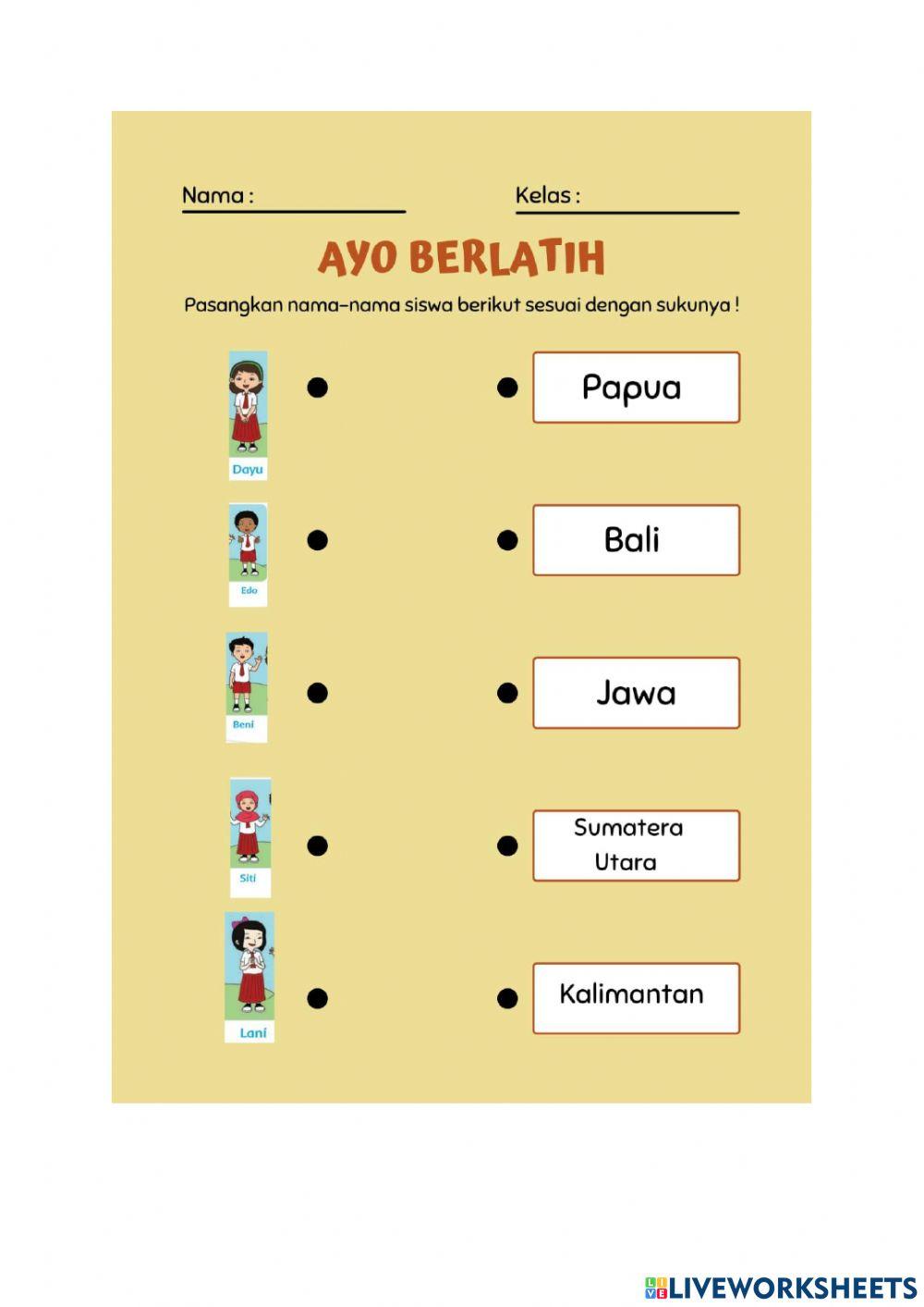 Ppkn online exercise for SUKU BUDAYA | Live Worksheets