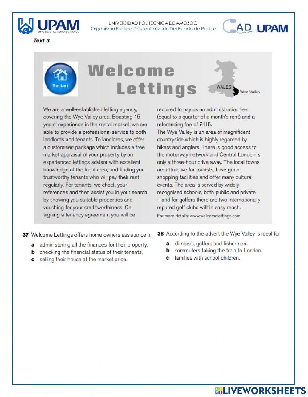 Reading Test B1-B2 online exercise for | Live Worksheets