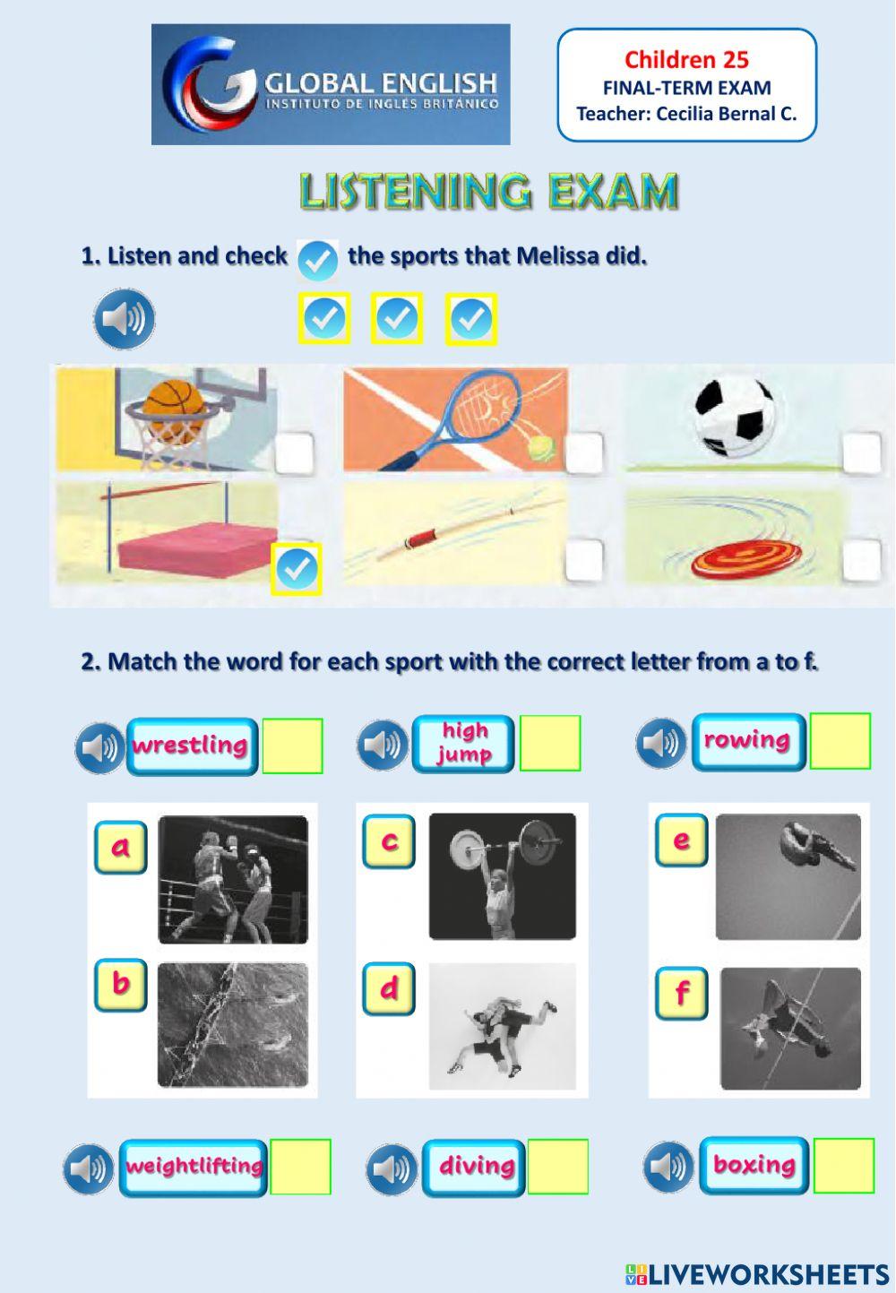 CH 25 - FINAL LISTENING EXAM online exercise for | Live Worksheets