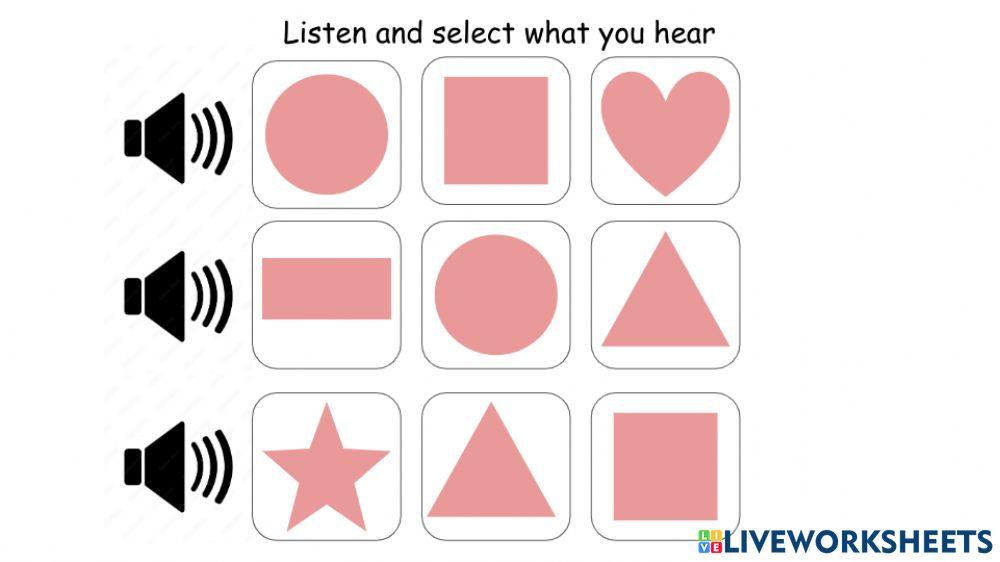Shapes: Listen and Select worksheet | Live Worksheets