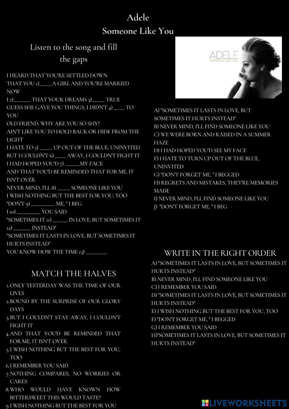 ADELE online exercise for | Live Worksheets