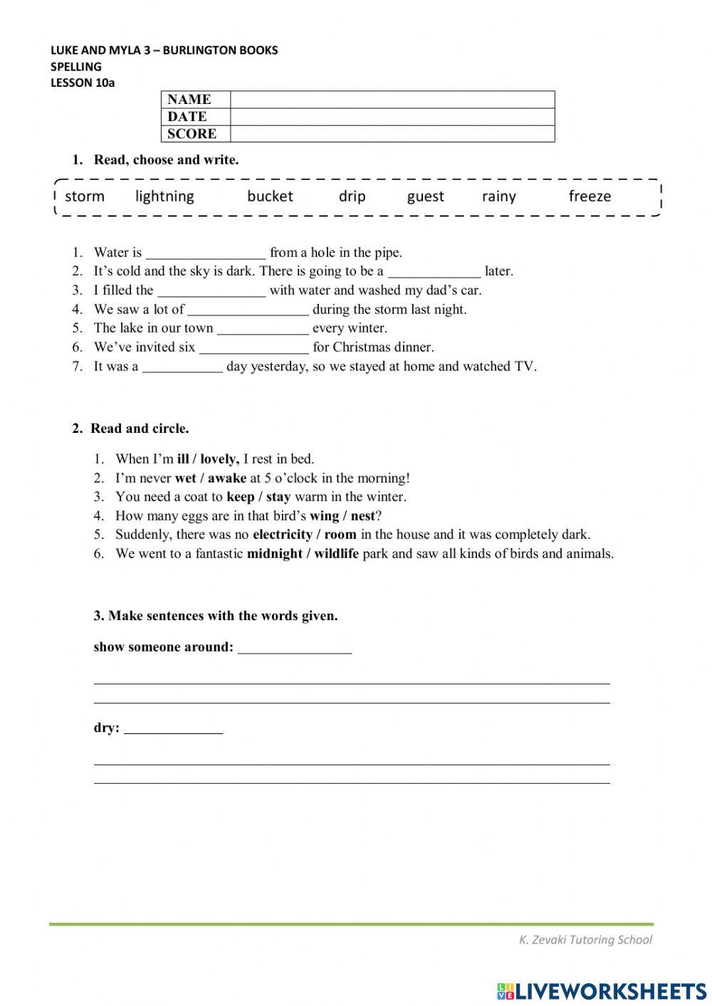 Spelling online exercise for level A2 | Live Worksheets