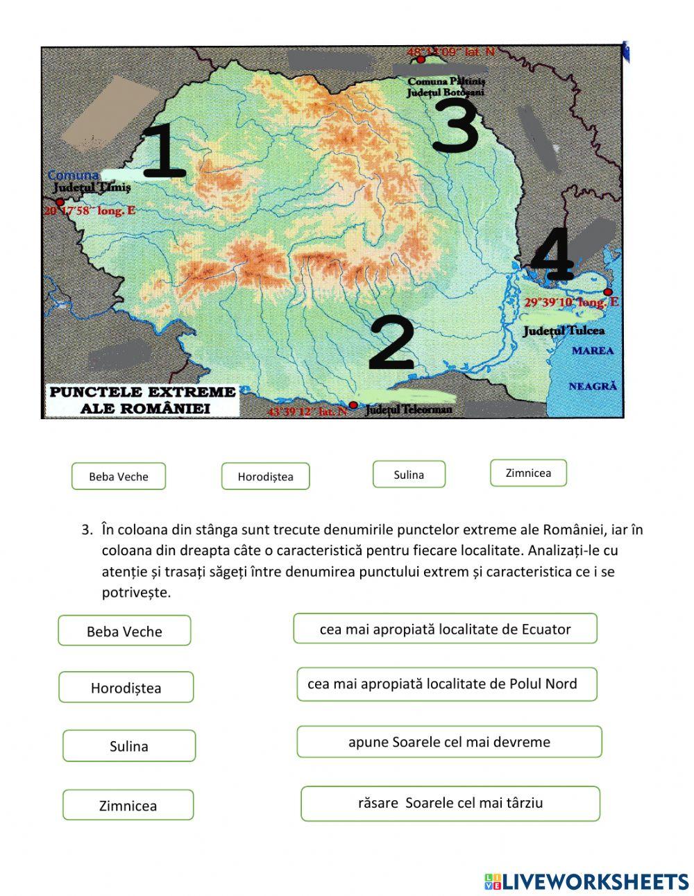 România-poziția geografică worksheet | Live Worksheets