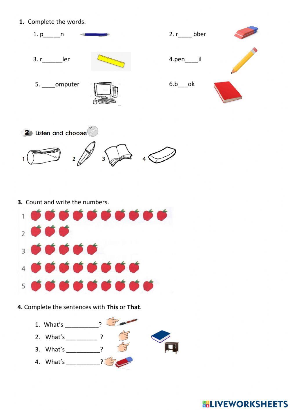 School things online exercise for Grade 2 | Live Worksheets