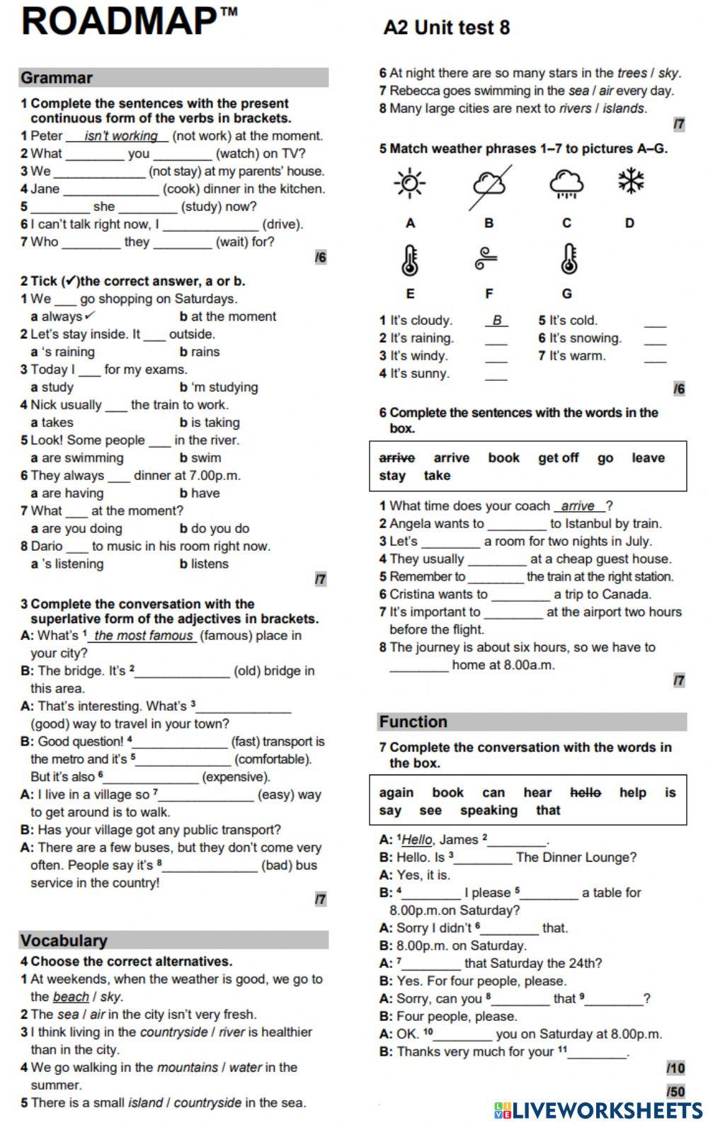 A2 unit 8 online exercise for | Live Worksheets