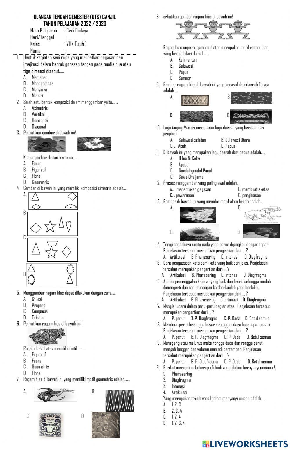 Soal exercise for level 1 | Live Worksheets