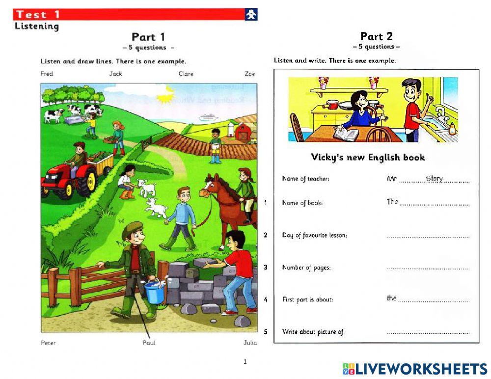 Movers2-Test1- Listening online exercise for | Live Worksheets