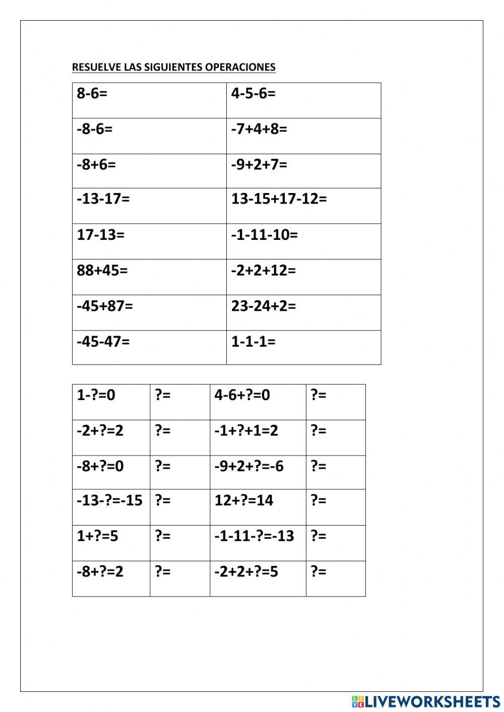 Operaciones básicas online exercise for 1FPB | Live Worksheets Operaciones básicas online exercise for 1FPB | Live Worksheets