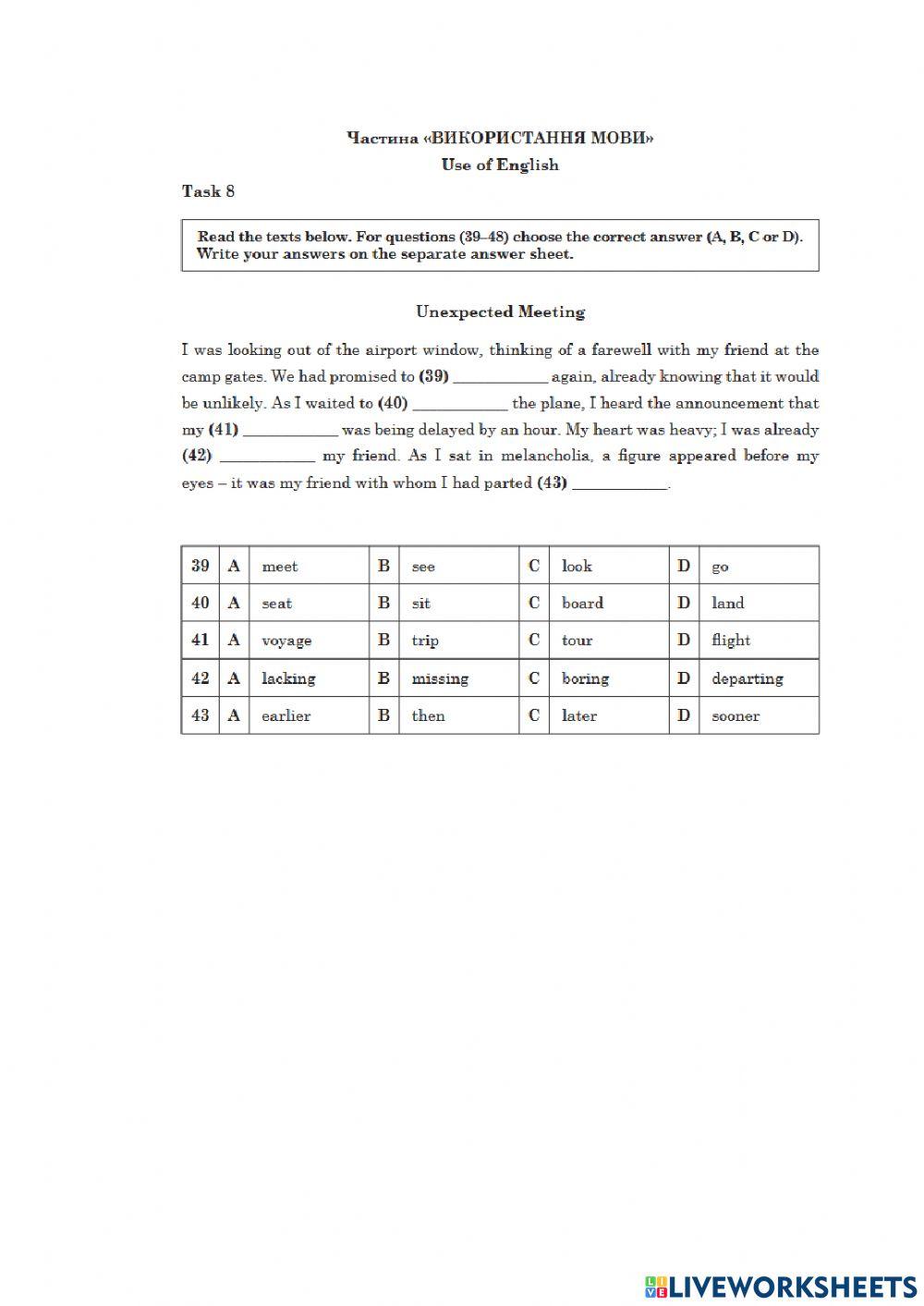 Use Of Engkish 2158206 | Lesia Yurkiv | Live Worksheets
