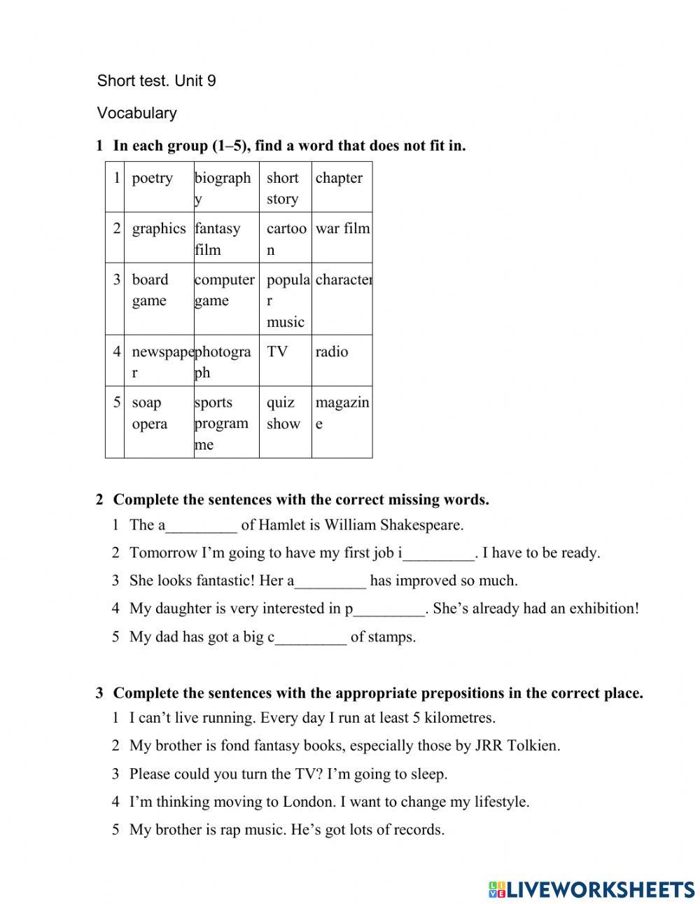 Oet worksheet | Live Worksheets