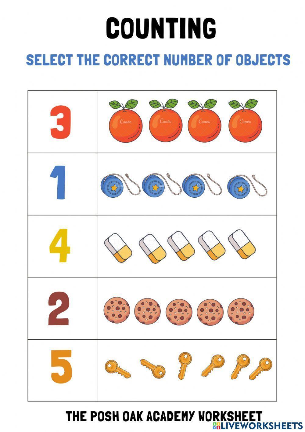 Counting online exercise for preschool | Live Worksheets