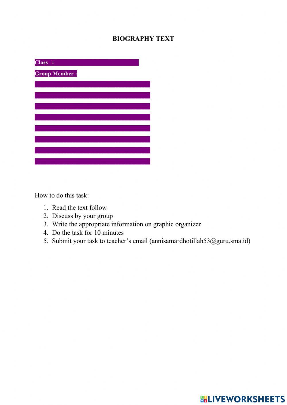 biography activity 2 online exercise for | Live Worksheets