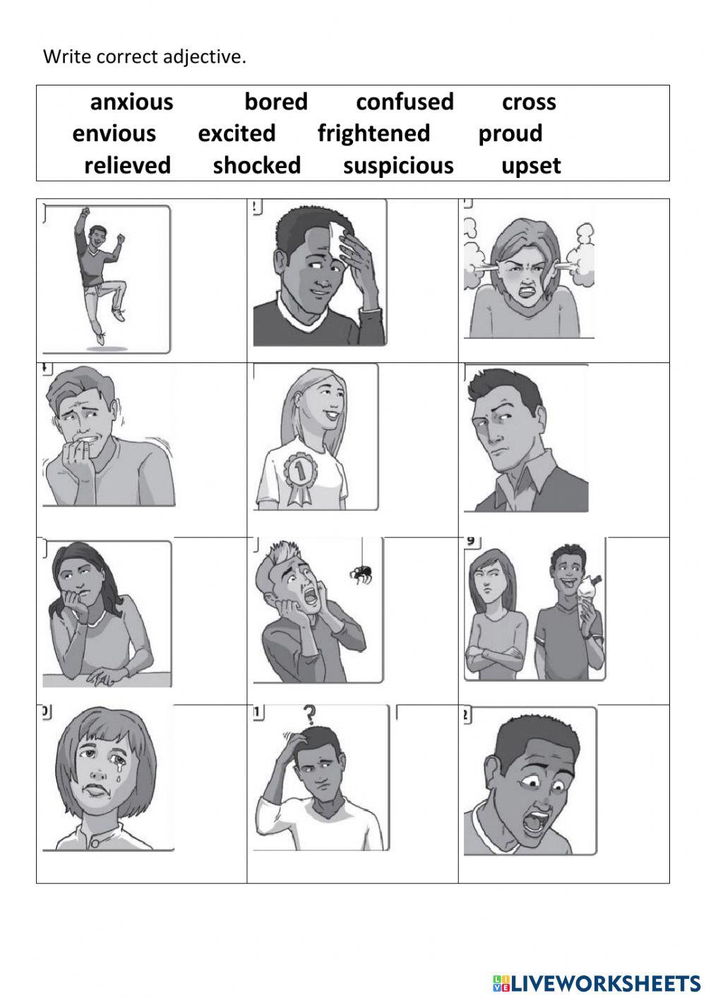 Feeling adjectives activity | Live Worksheets