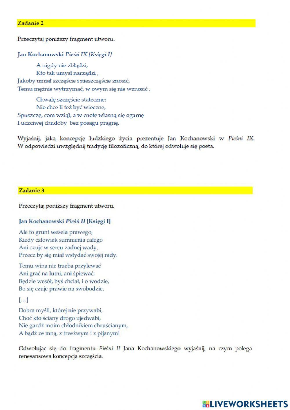 Test historycznoliteracki RENESANS online exercise for | Live Worksheets