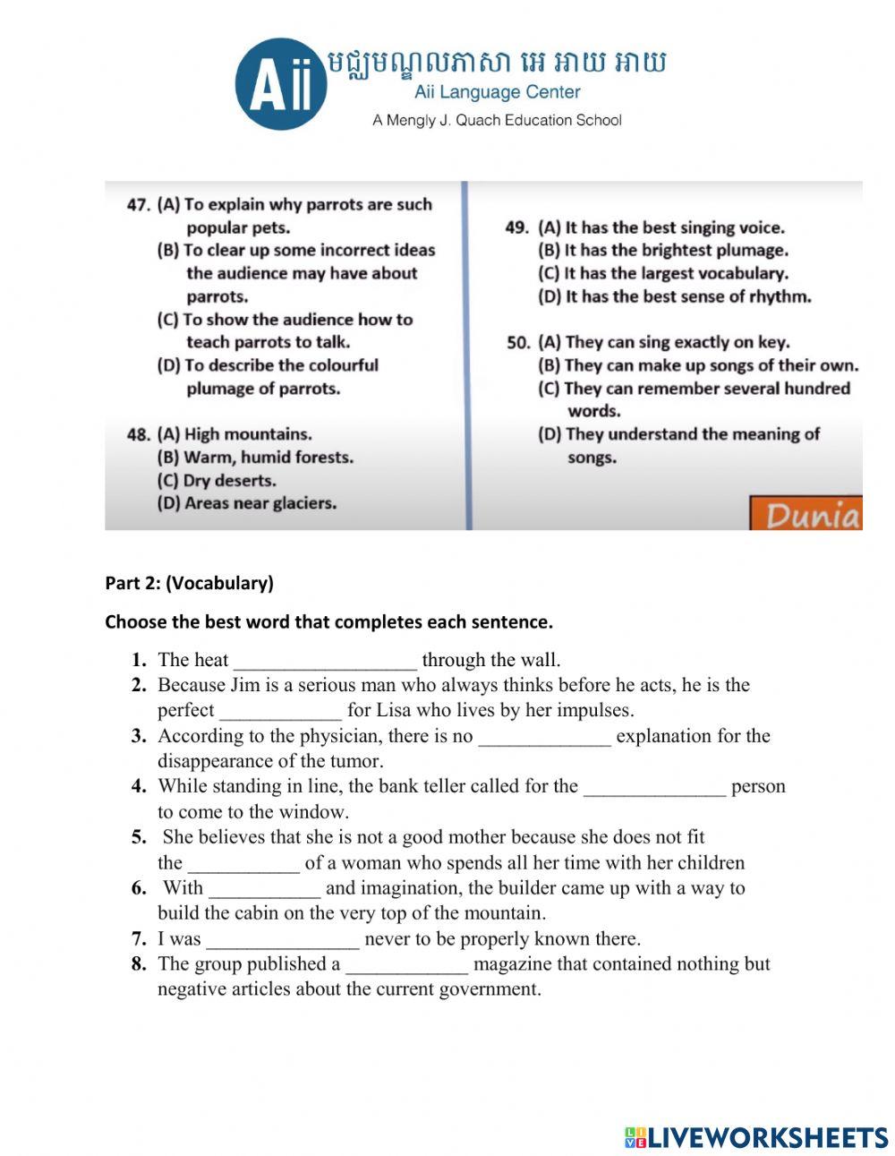 Gep 11a final quiz worksheet | Live Worksheets