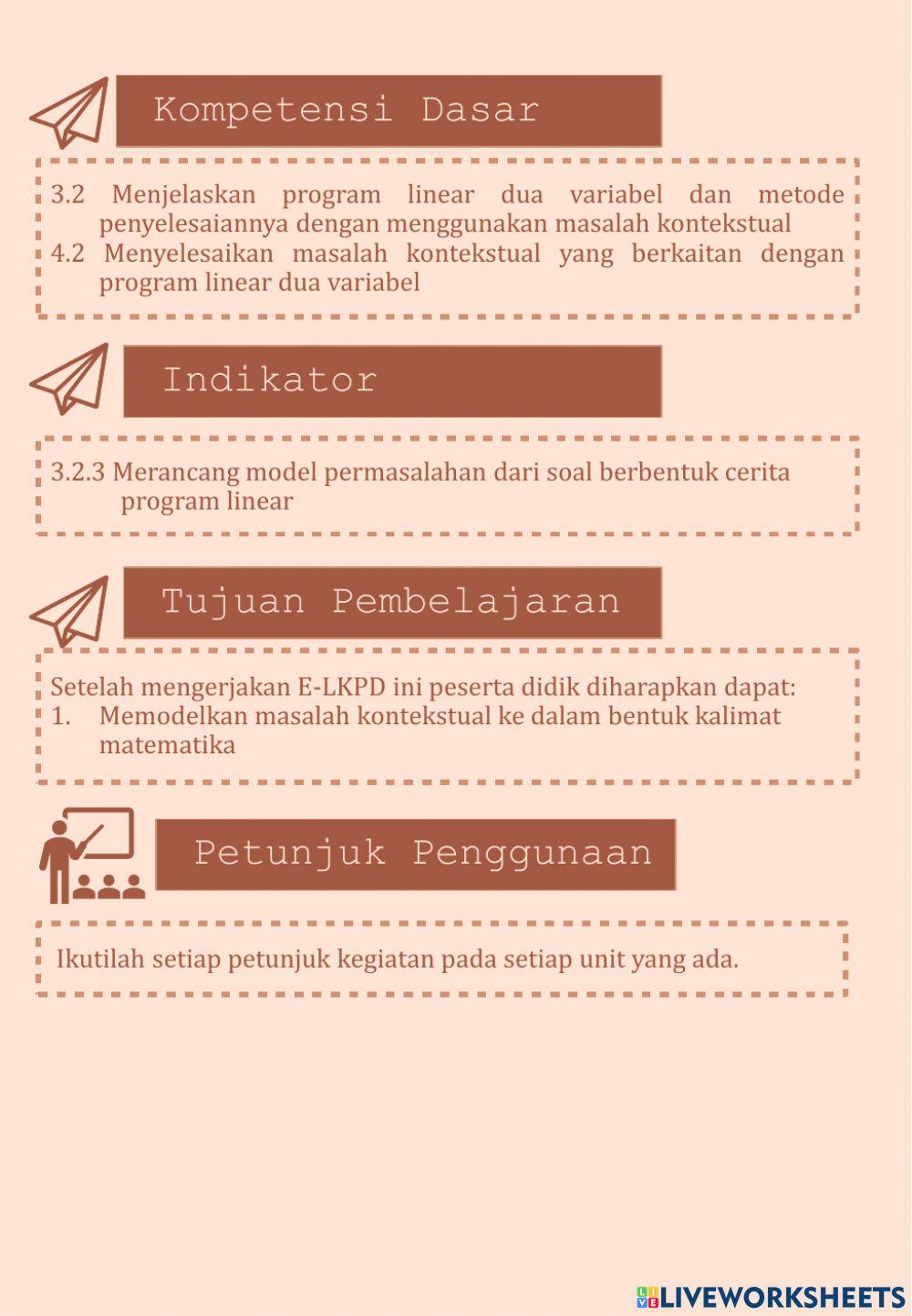 Program Linear Bagian 2 online exercise for | Live Worksheets