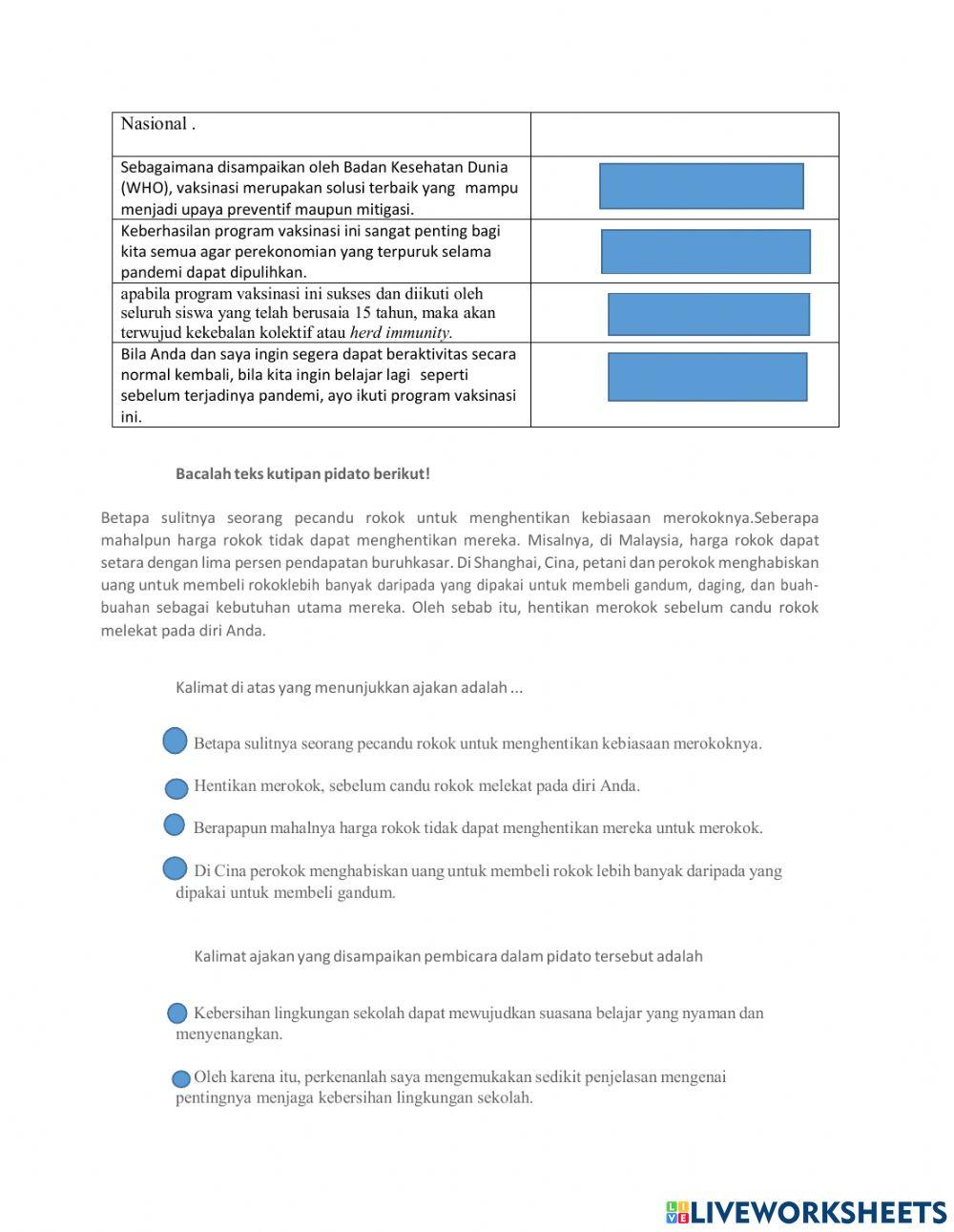 Pts bahasa indonesia online practice | Live Worksheets