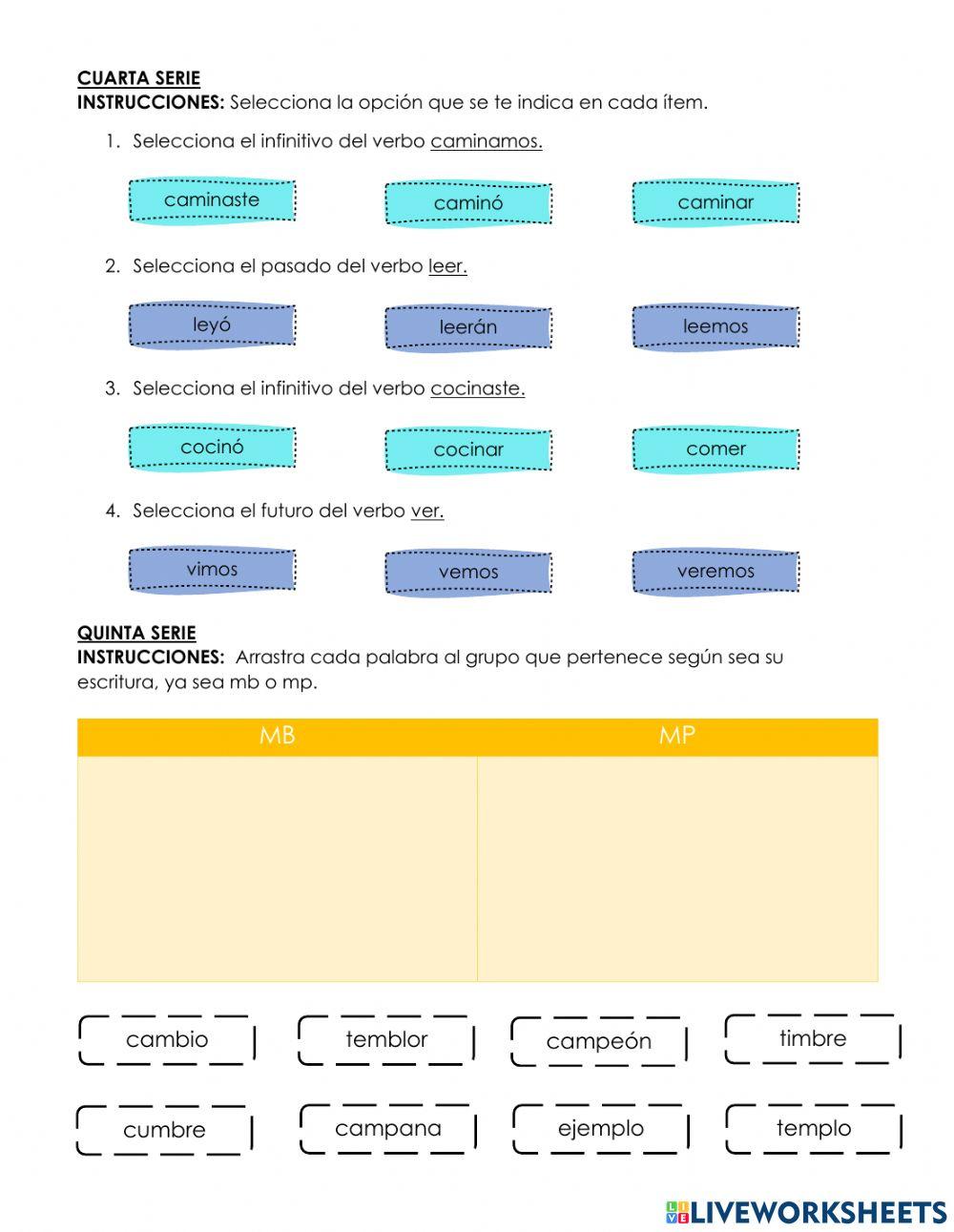 Evaluación cuarto módulo worksheet | Live Worksheets