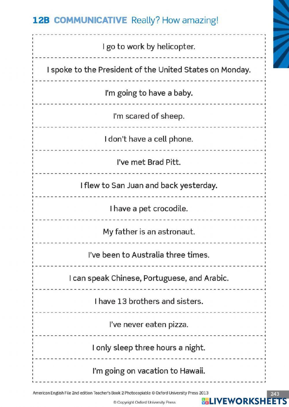 communicative 12 online exercise for | Live Worksheets