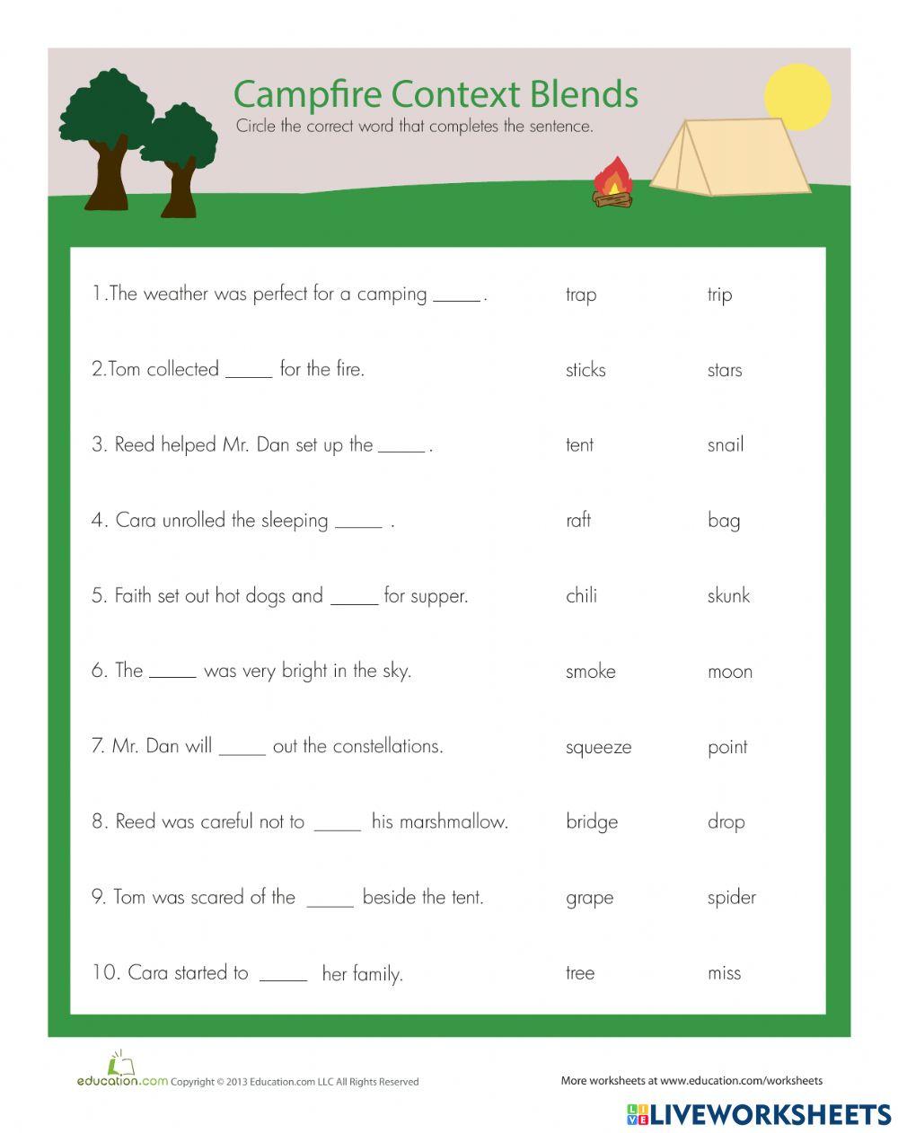 Campfire Context Blends online exercise for | Live Worksheets