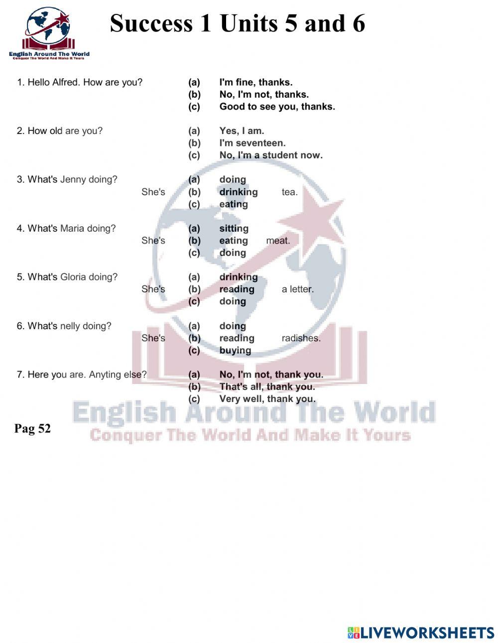 Success 1 Unitd 5-6 worksheet | Live Worksheets