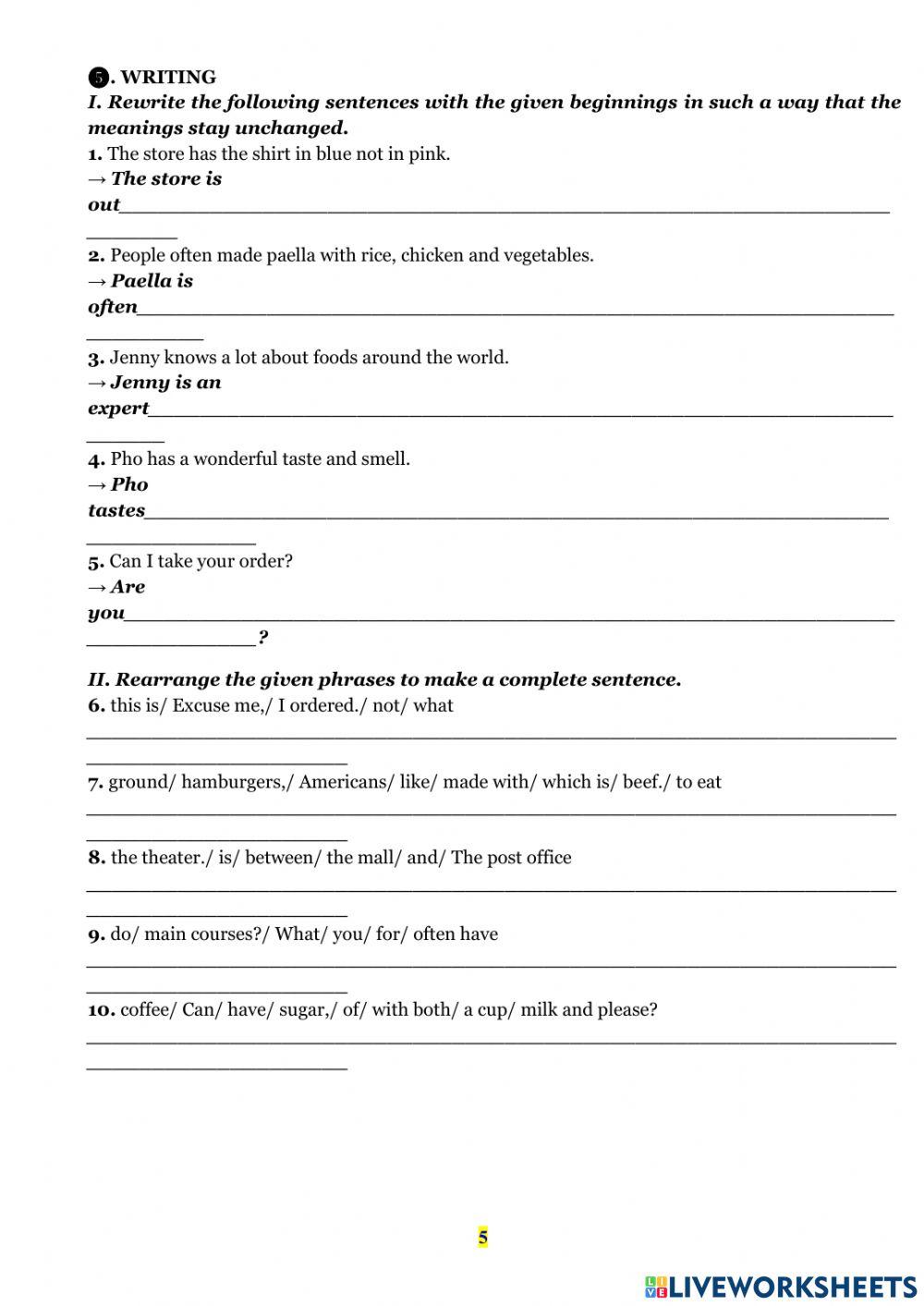 Practice-Unit5 worksheet | Live Worksheets